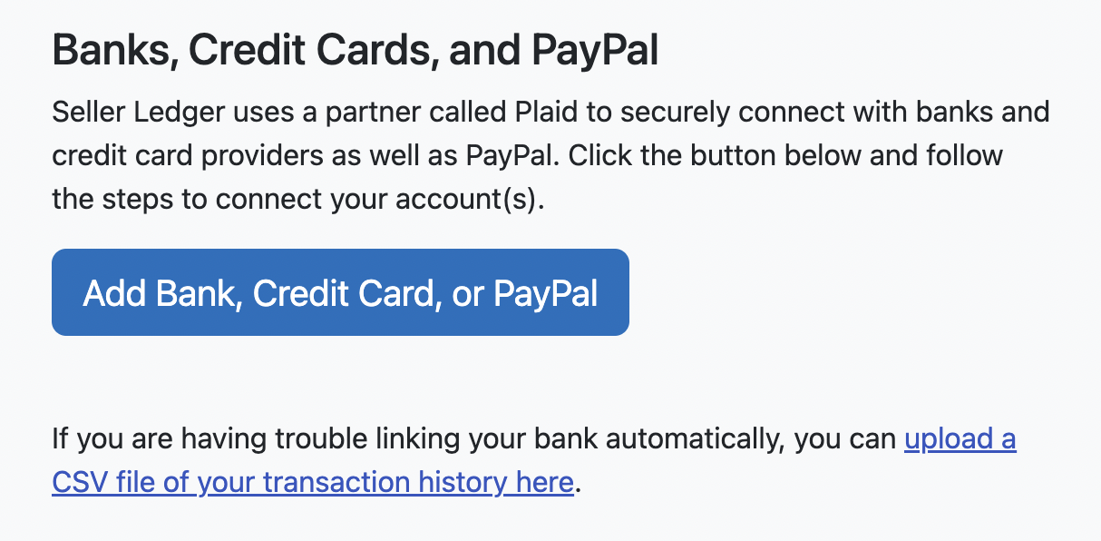 Import Bank and Credit Card transactions via CSV - Seller Ledger