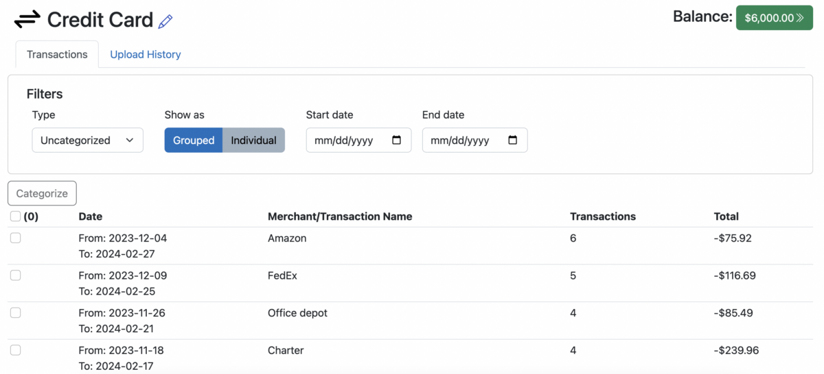 Categorize many transactions at once - Seller Ledger