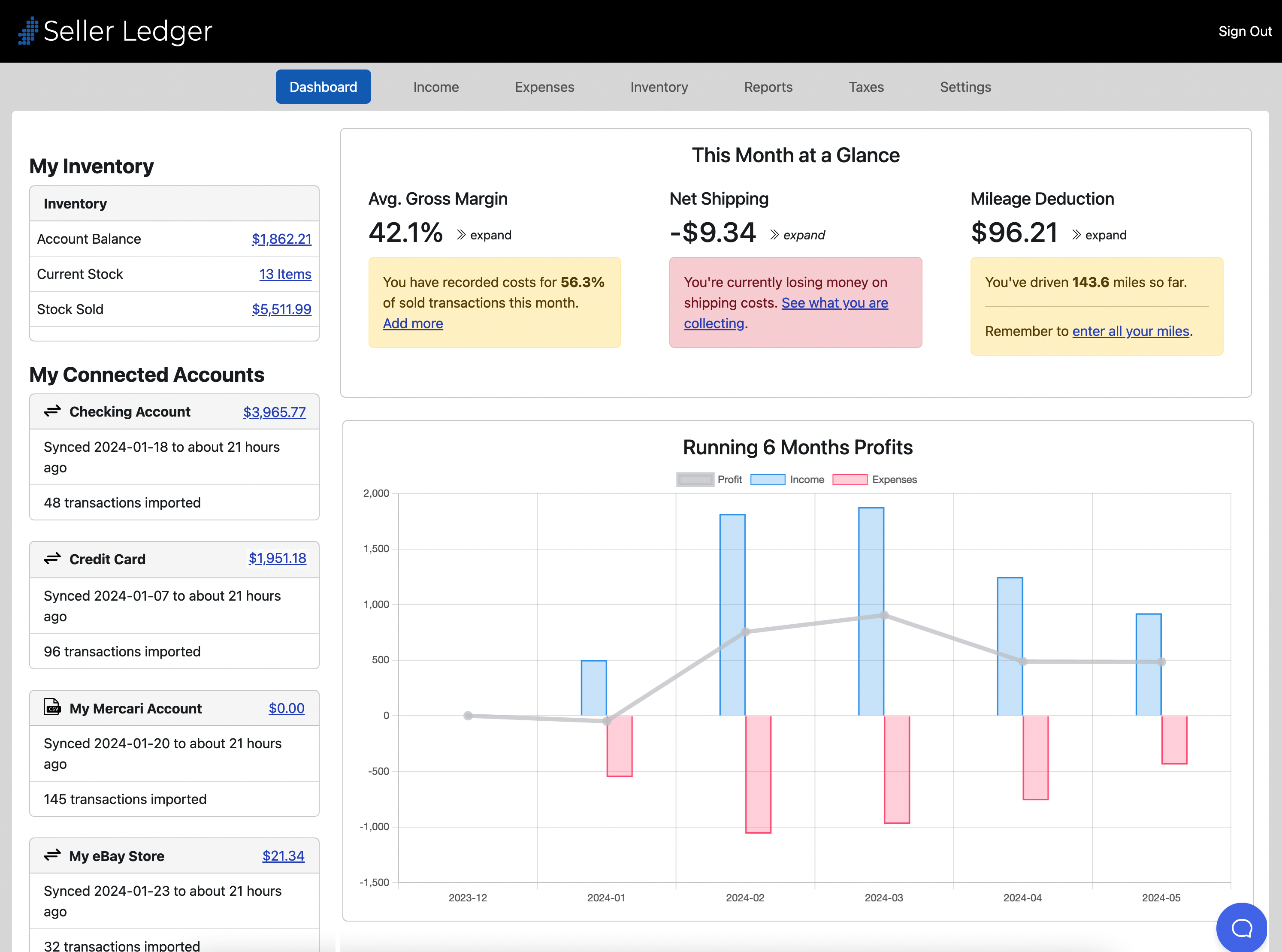 Mercari accounting software - Seller Ledger