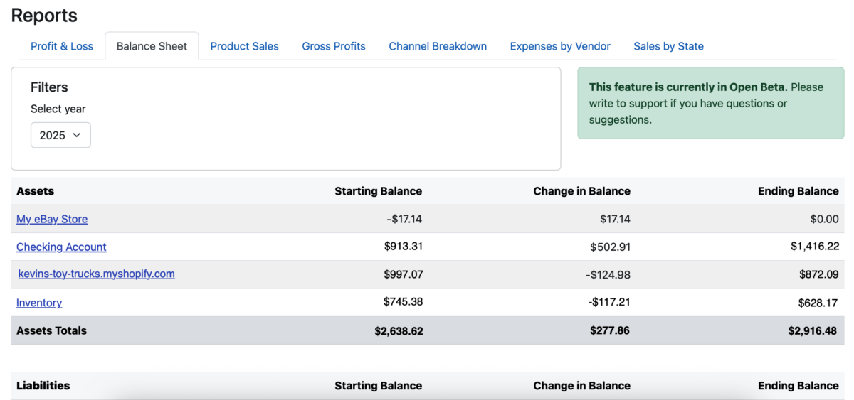 Balance sheet and journal entries - Seller Ledger